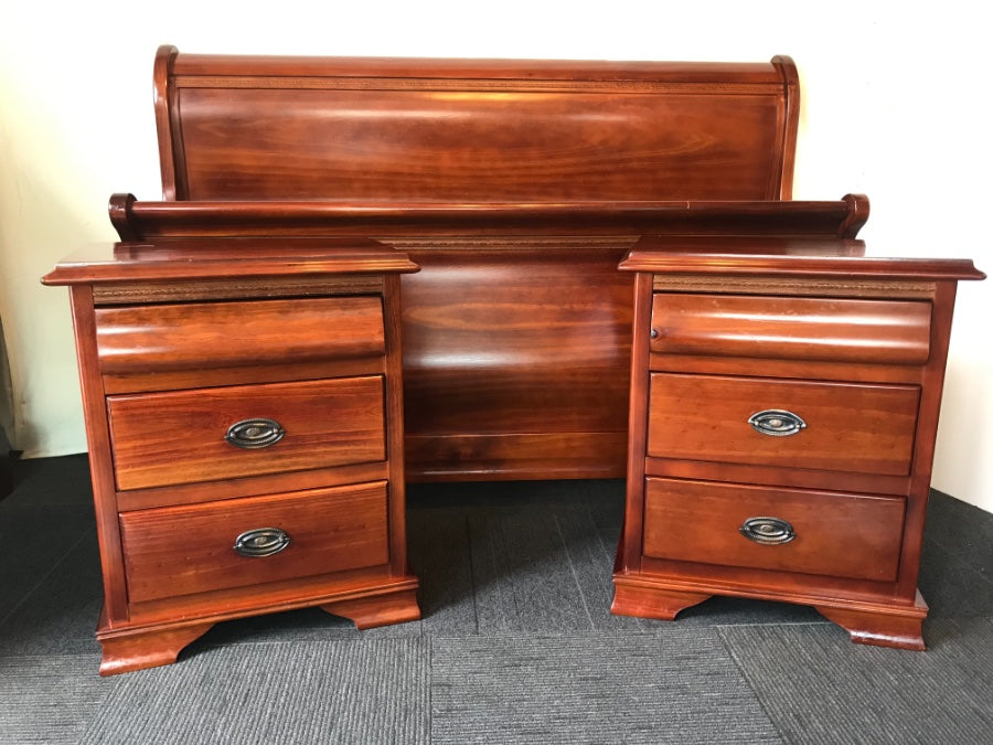 Regency Style Bed With Bedside Cabinets – Coburg Hill Antiques